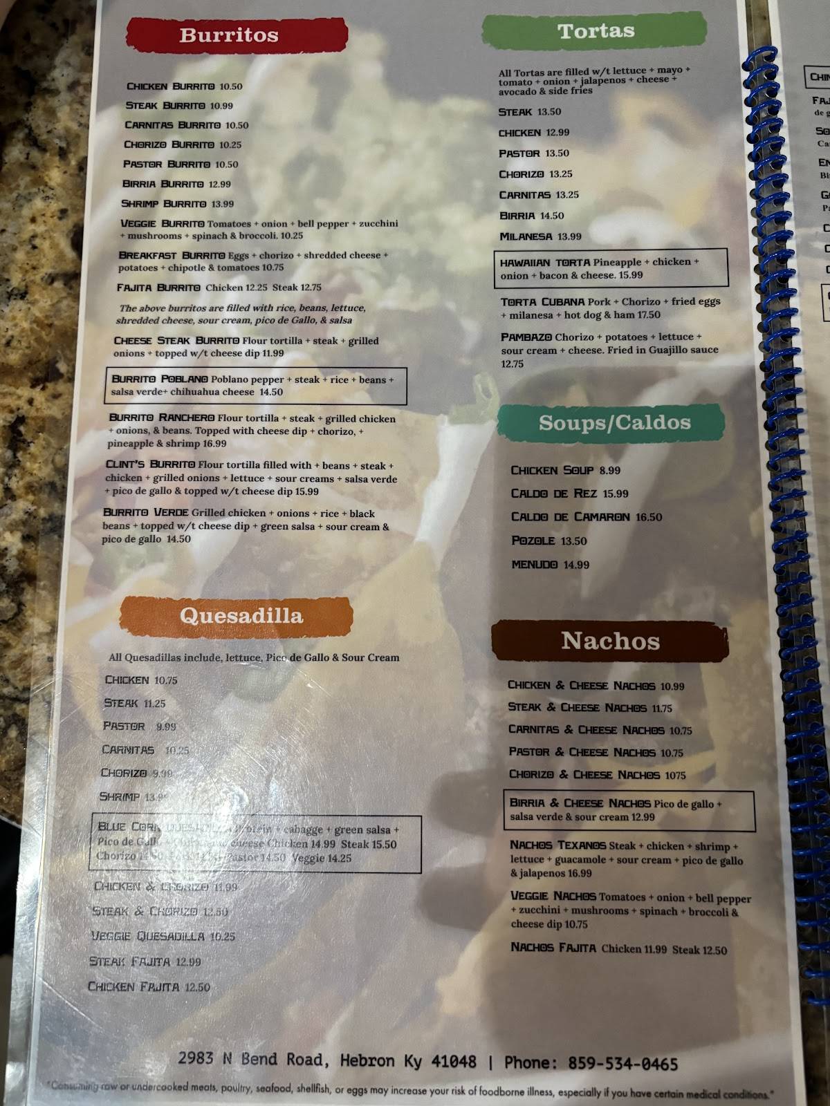 Menu at Little Valle Mexican Grill pub & bar, Hebron
