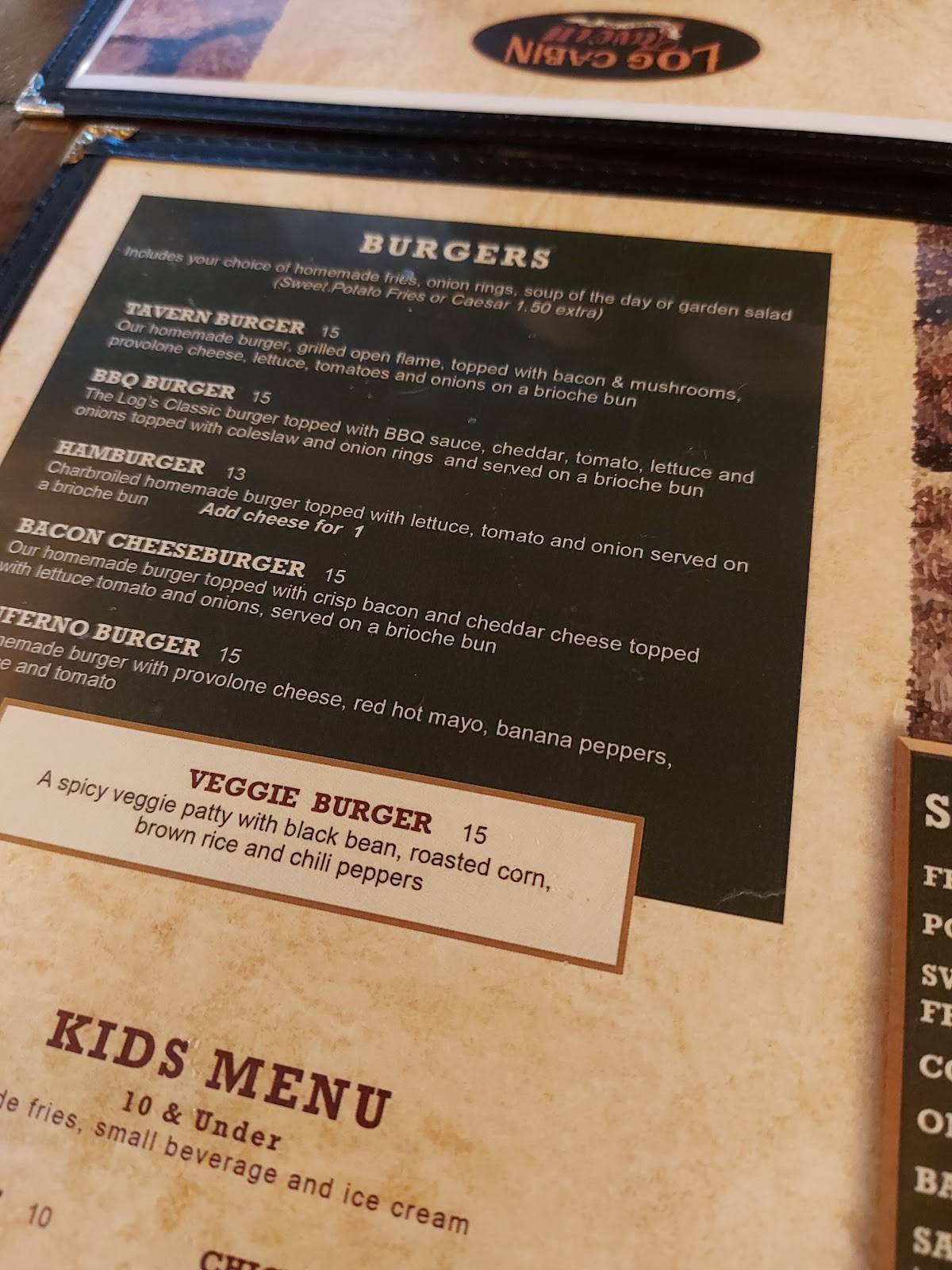 Menu at Log Cabin Tavern pub & bar, Kenora