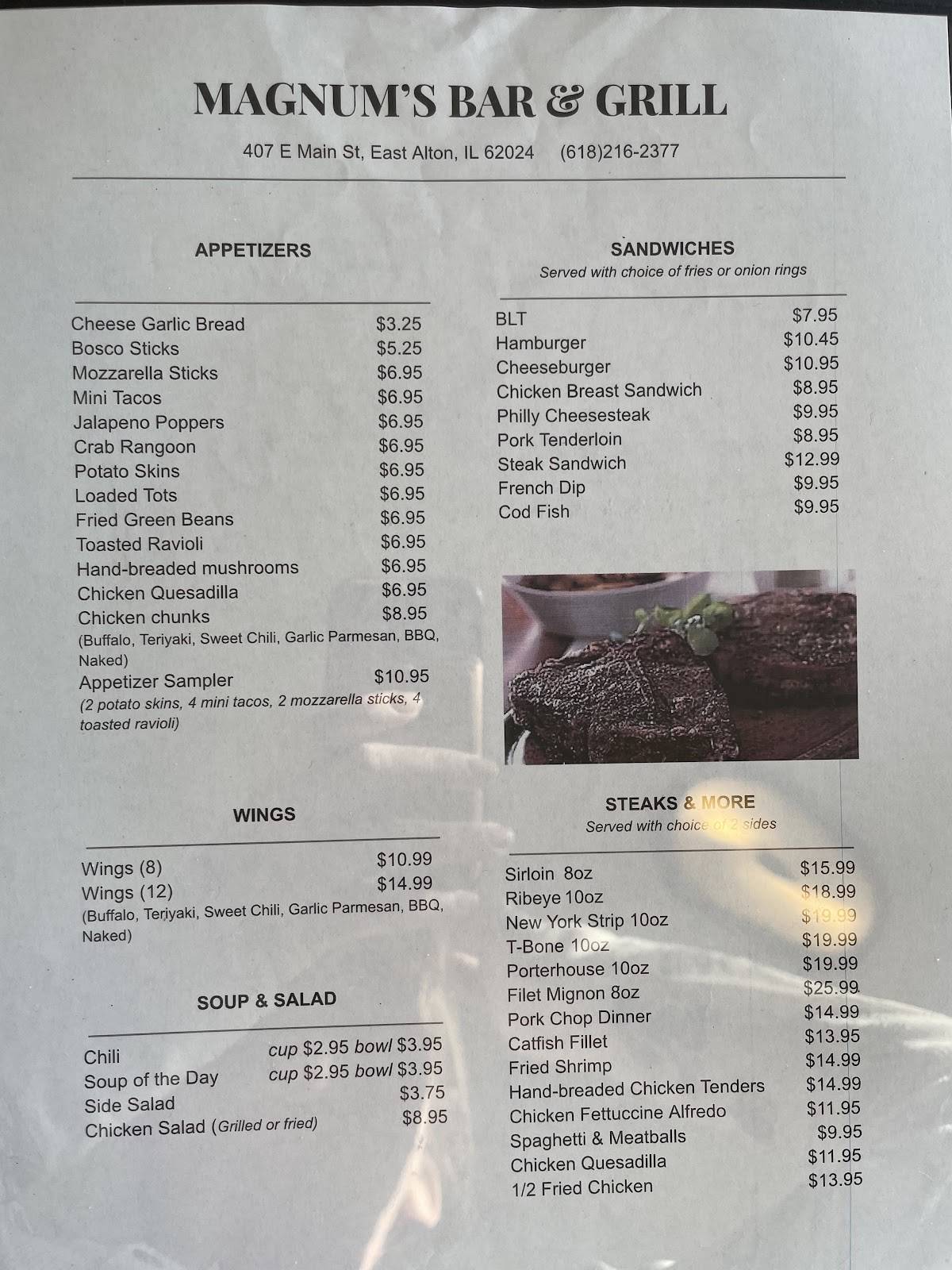 Menu at Magnums Bar and Grill, East Alton