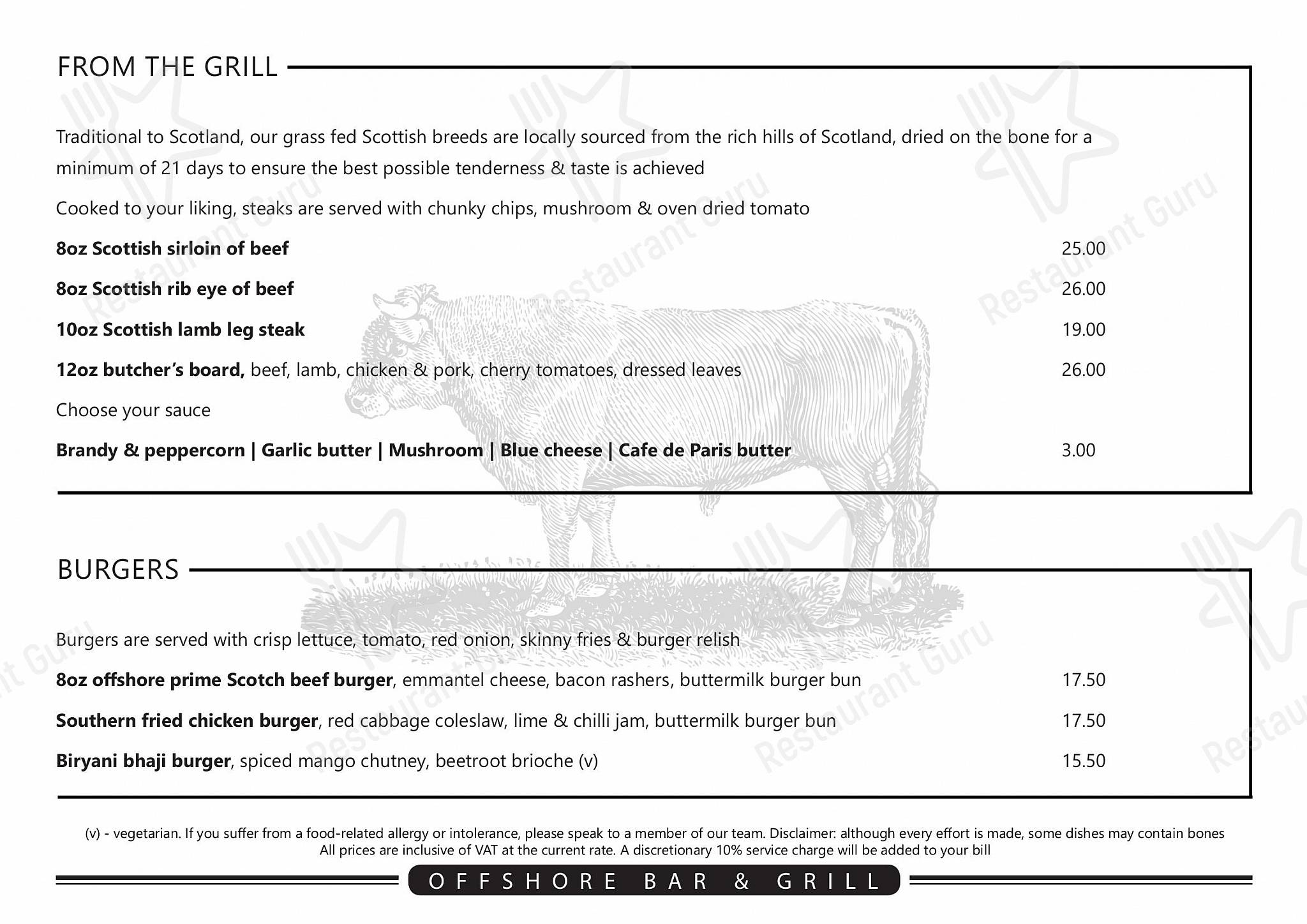 Menu at Offshore Bar & Grill, Aberdeen