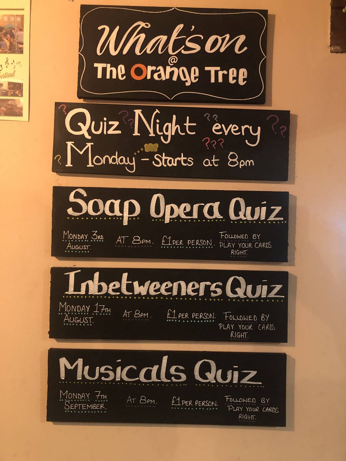 Menu at Orange Tree pub & bar, Hitchin, 100 Stevenage Rd