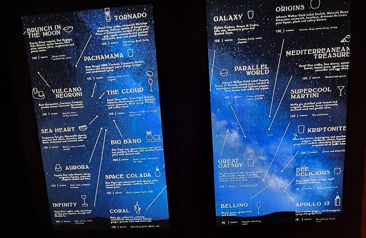 Menu at Paradiso pub & bar, Barcelona