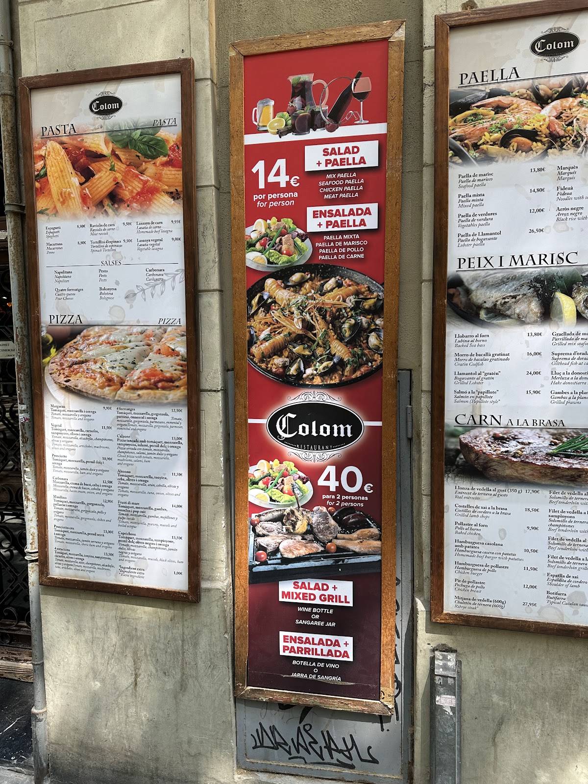 Menu at Restaurant Colom, Barcelona, Rambla del Poblenou
