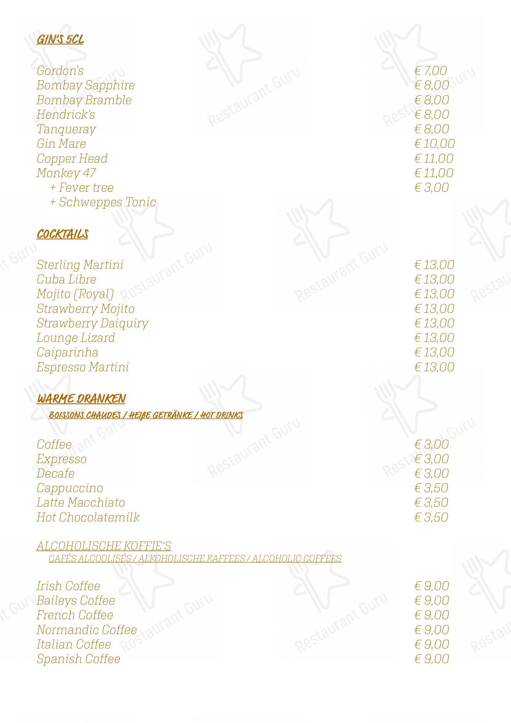 Speisekarte von Restaurant Vision, Kortrijk