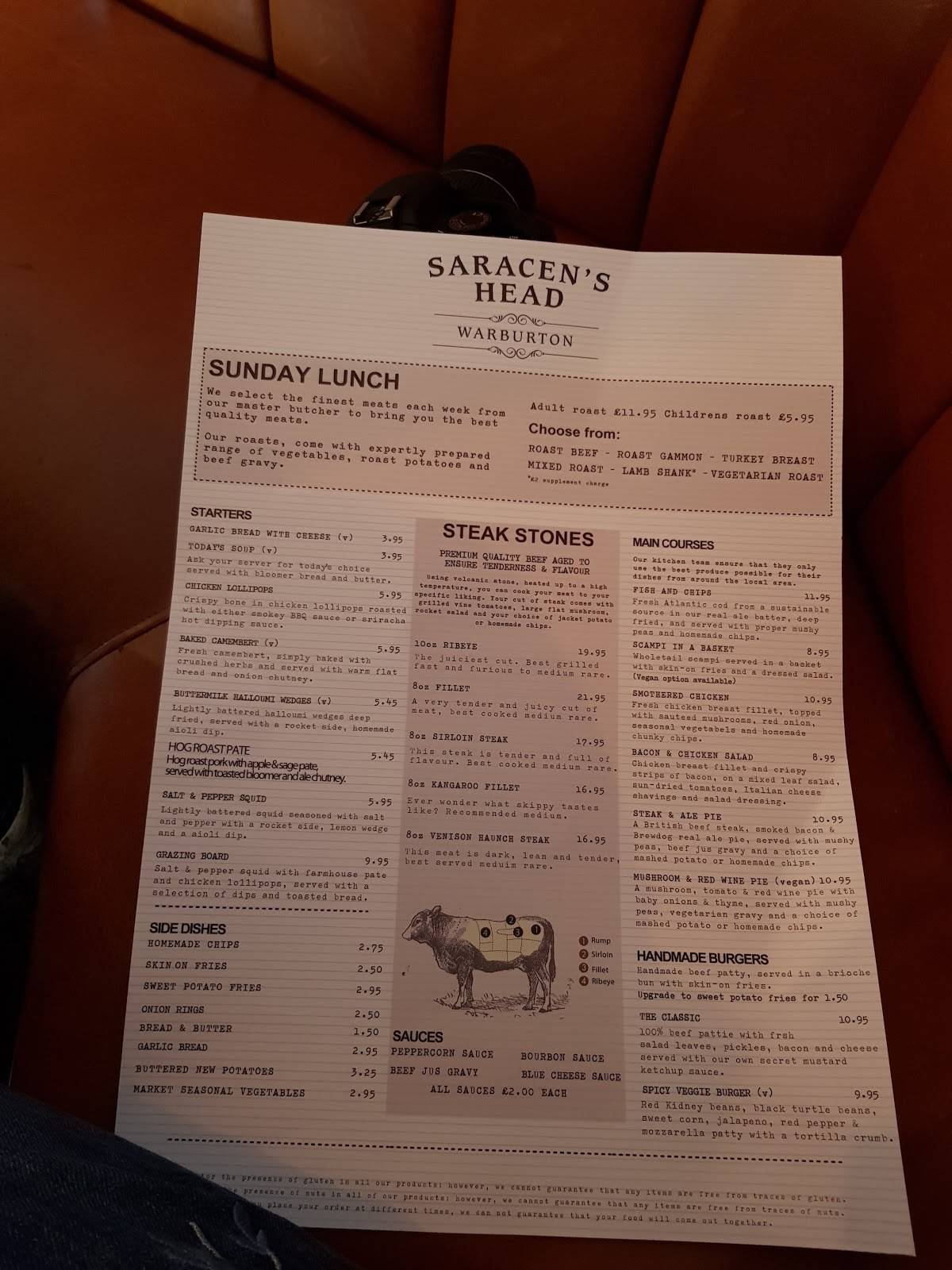 Menu at Saracens Head pub & bar, Lymm, Paddock Ln