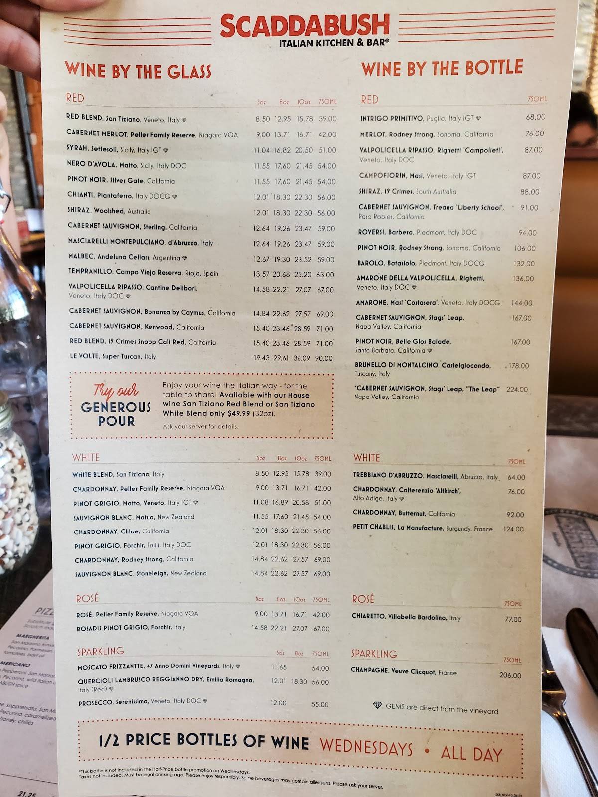 Menu at Scaddabush Italian Kitchen & Bar Vaughan, Toronto, 20 Colossus Dr