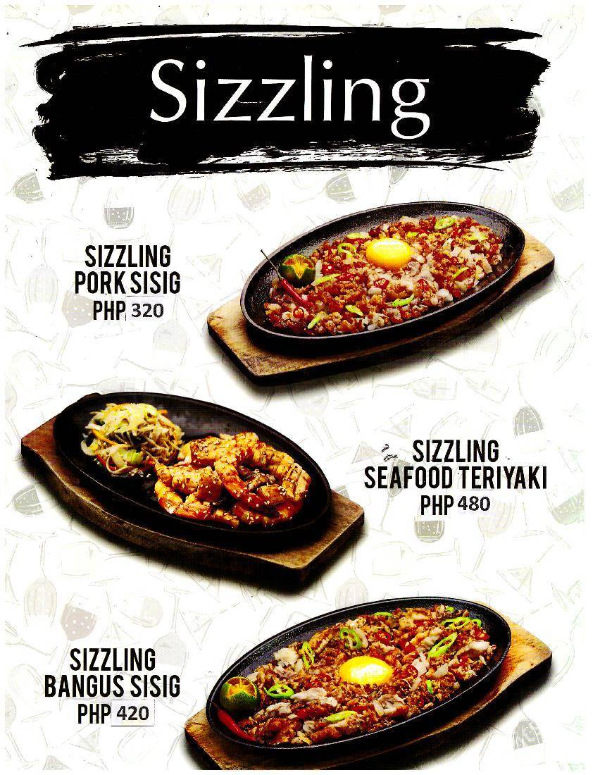 Menu at Sky High Bar, Pasig