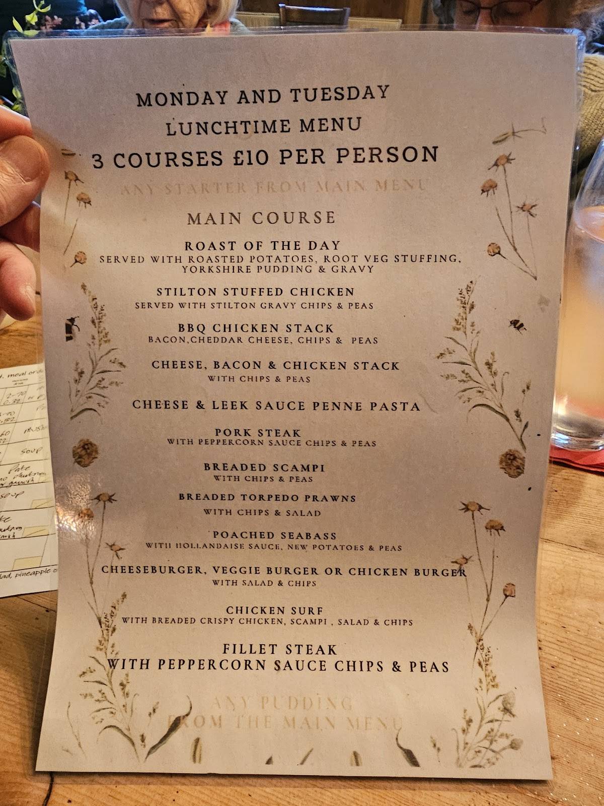 Menu at Smugglers Restaurant, Pevensey