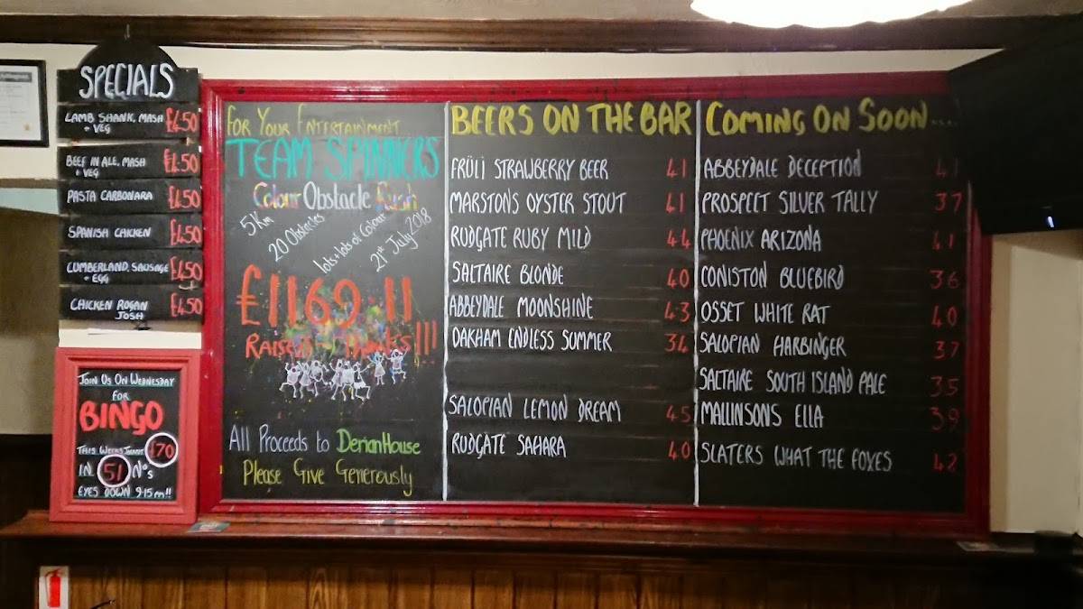 Menu at The Spinners - 23 Church Street pub & bar, Adlington, 23 Church St