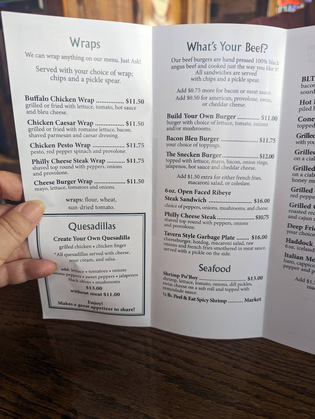 Menu at Tavern Restaurant, Penn Yan