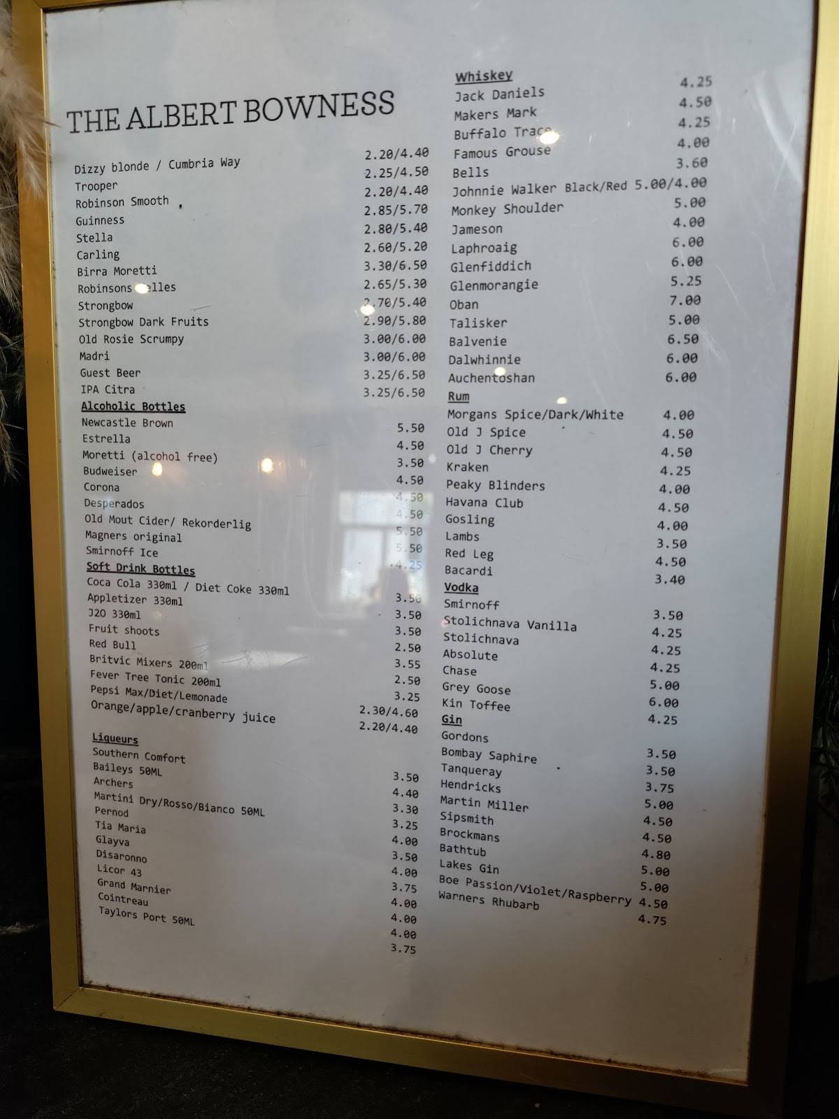 Menu at The Albert pub & bar, Bowness-on-Windermere