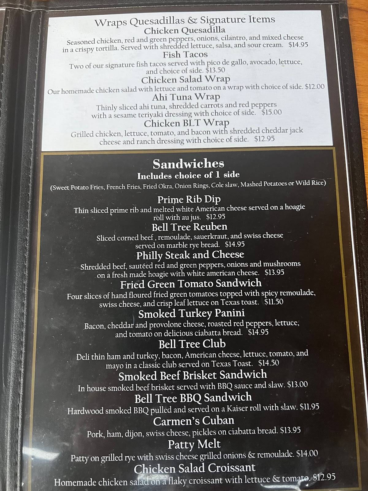 Menu at The Bell Tree Tavern pub & bar, Southern Pines