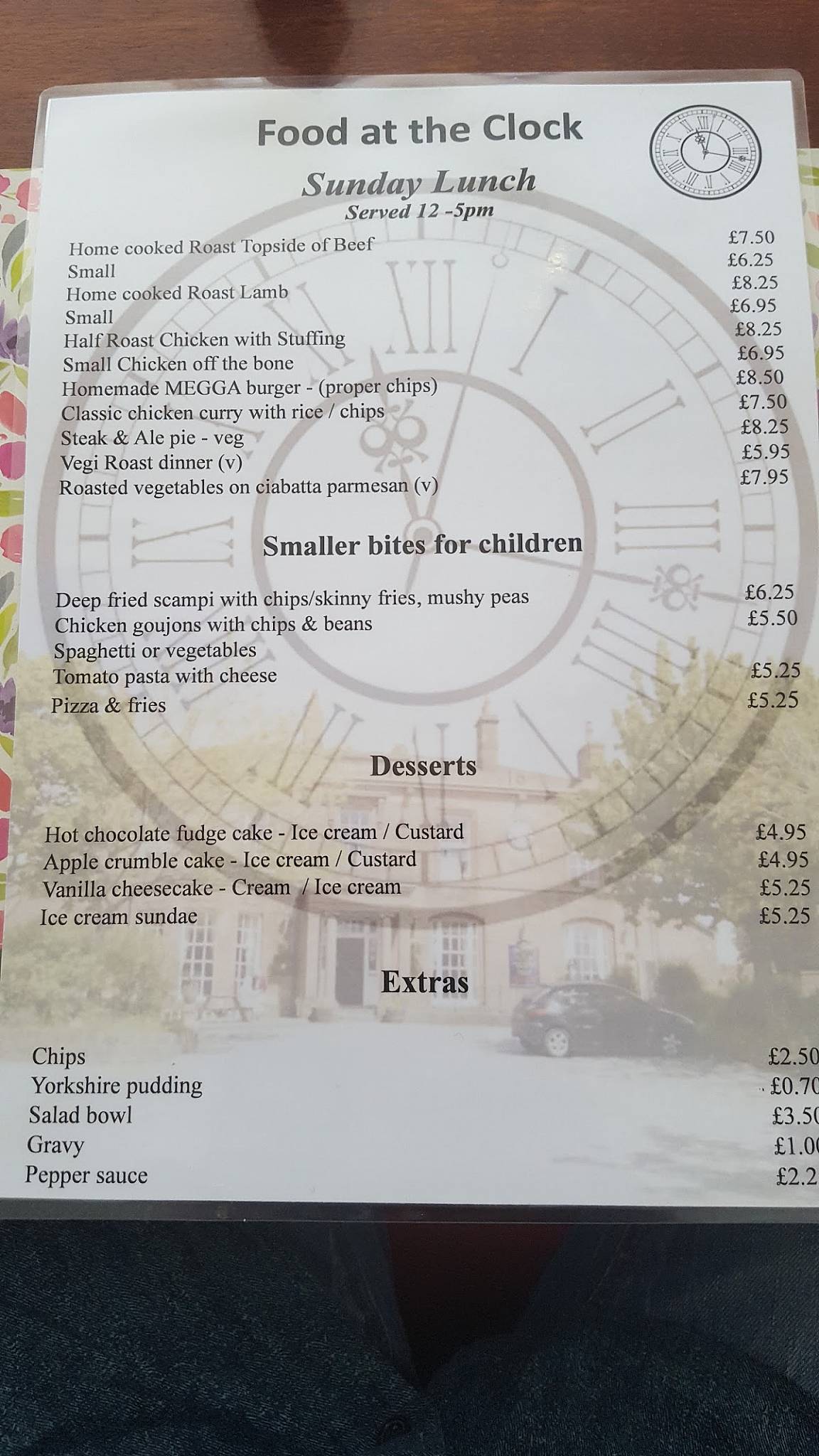 Menu at The Clock Face pub & bar, Prescot
