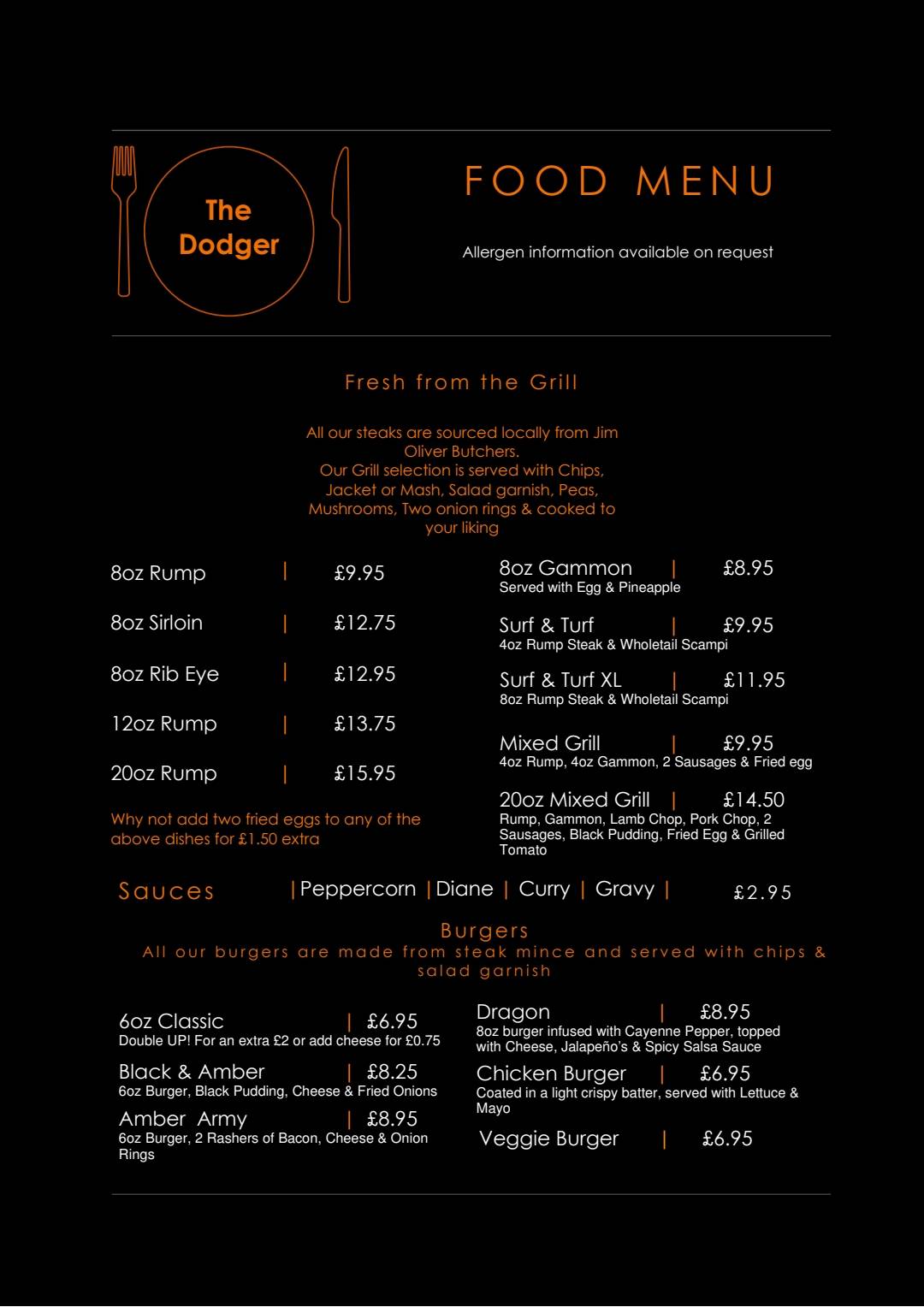 Menu at The Dodger pub & bar, Newport, 6-8 Chepstow Rd