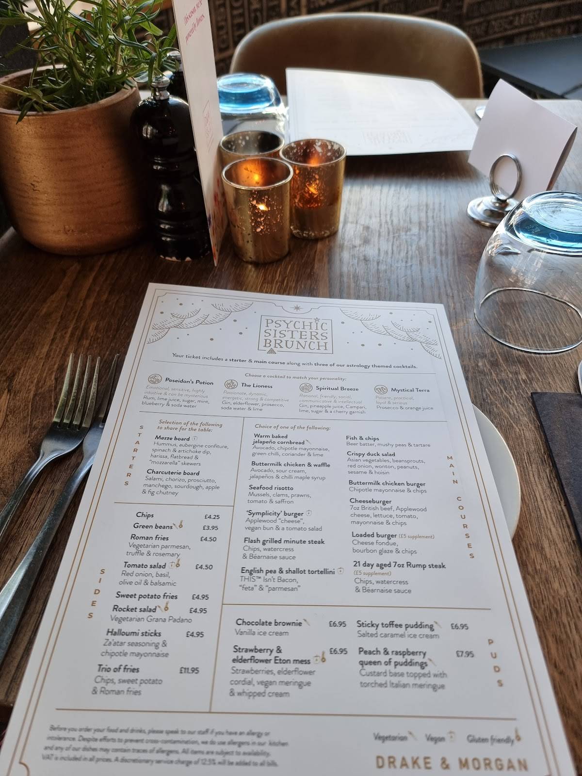 Carta del pub y bar The Fable, Londres