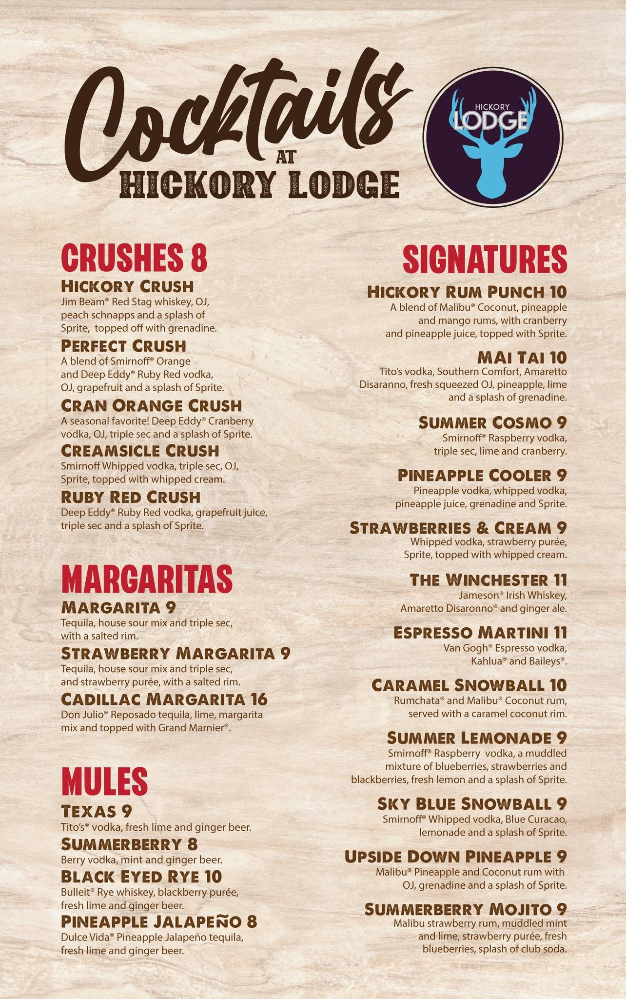 Menu at The Hickory Lodge pub & bar, Bel Air