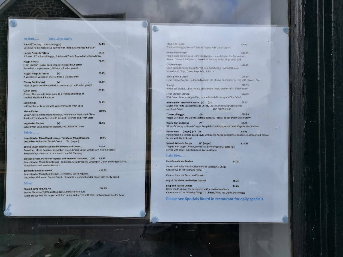 Menu at The Isles Inn pub & bar, Portree