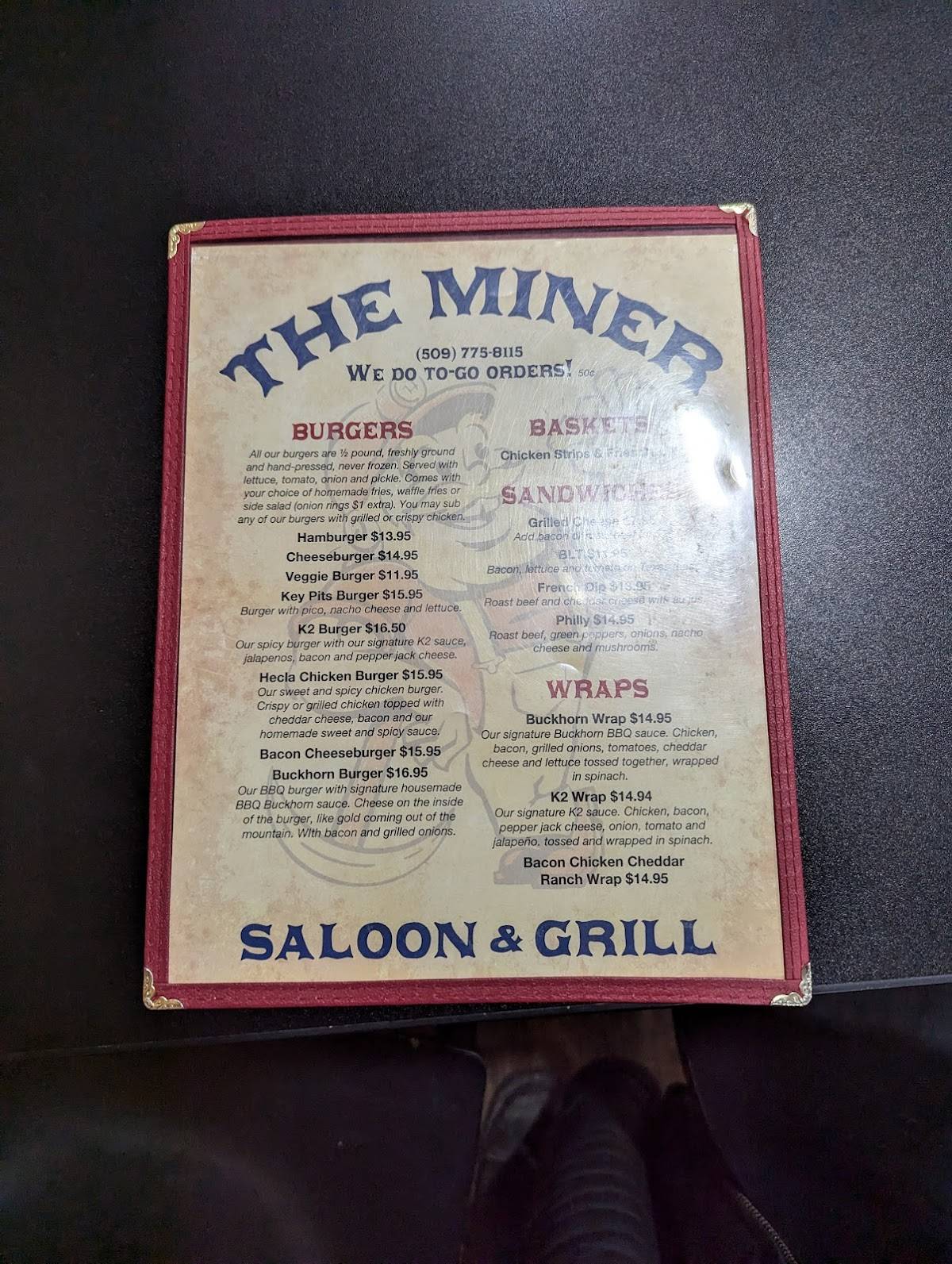 Menu at The Miner Saloon & Grill pub & bar, Republic