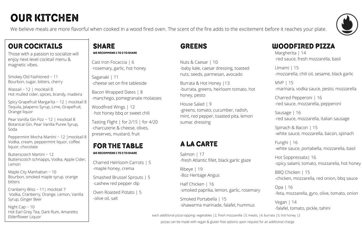 Menu at Red Door Fire Kitchen + Lounge pizzeria, La Porte