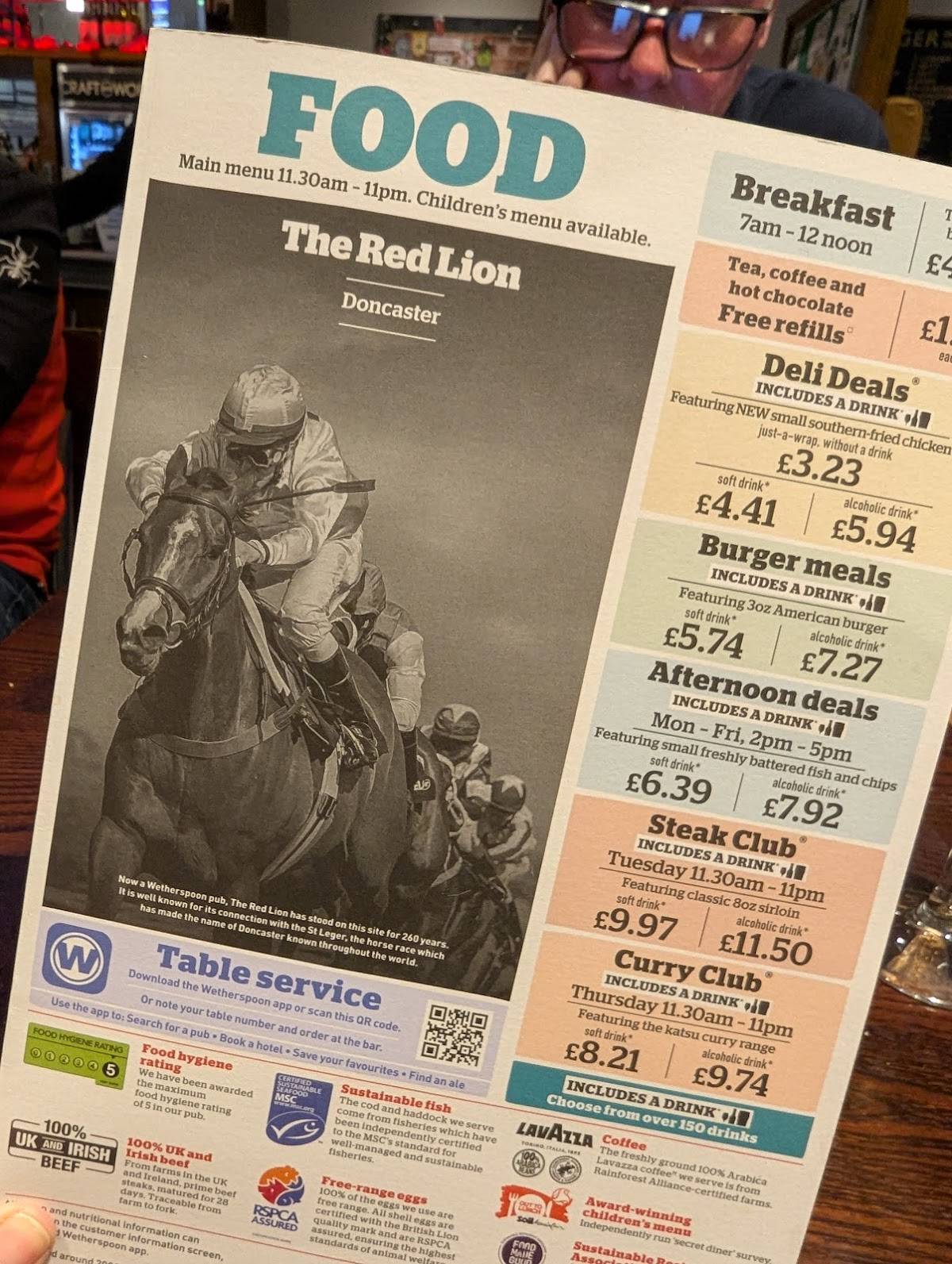 Menu at The Red Lion - JD Wetherspoon pub & bar, Doncaster, Red Lion Hotel