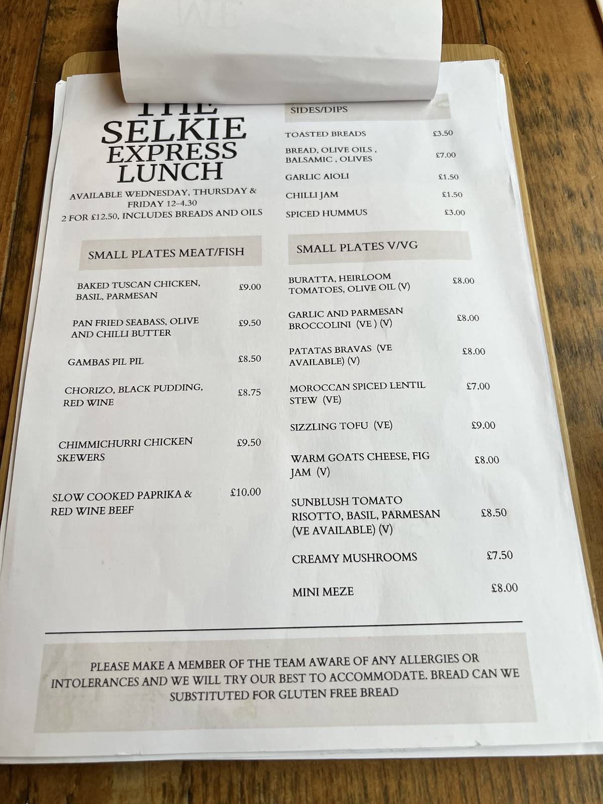 Menu at The Selkie pub & bar, Dundee
