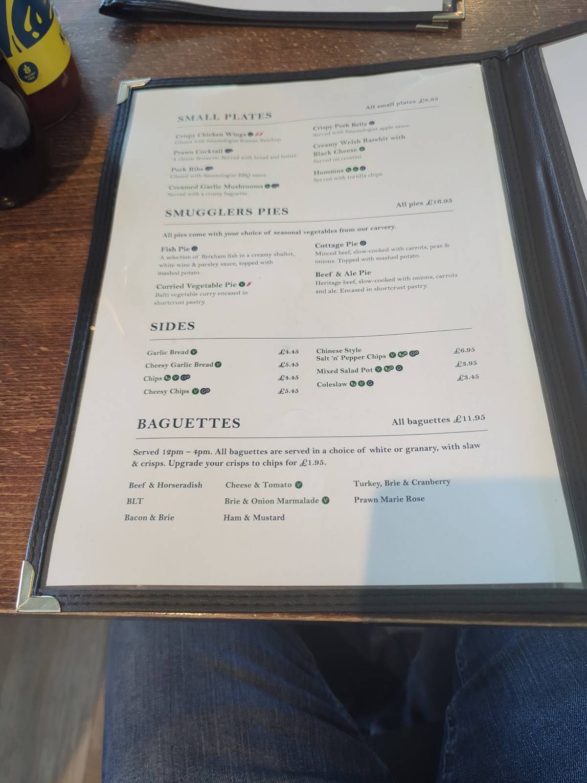 Menu at The Smugglers Inn pub & bar, Dawlish