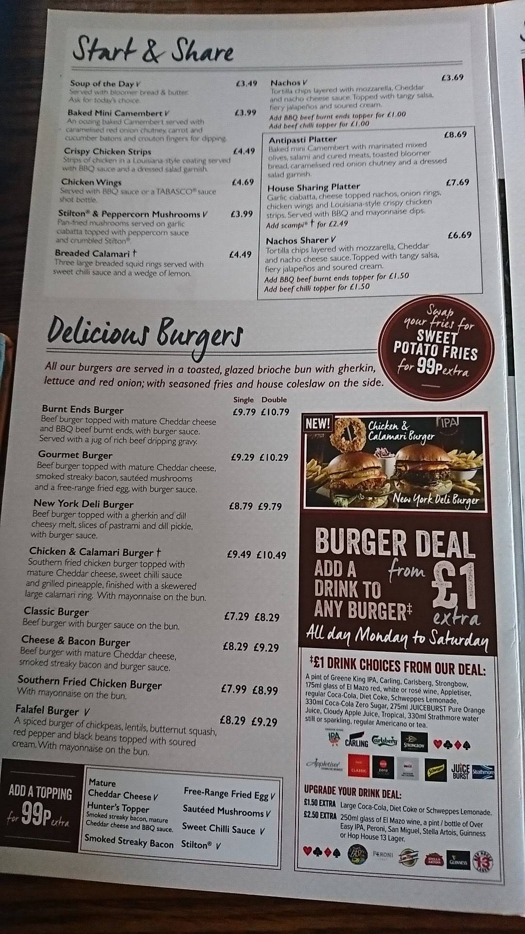 Menu at The Three Elms pub & bar, Hereford