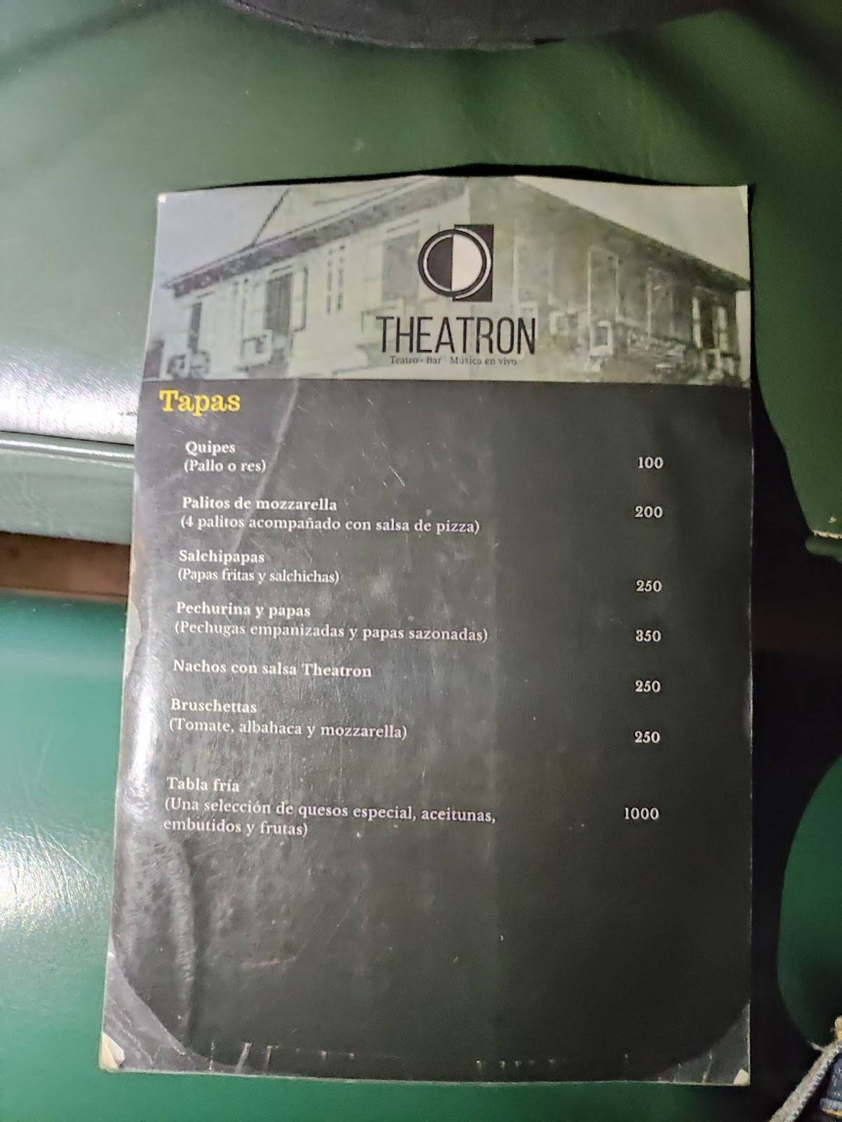 Carta del pub y bar Theatron Stgo, Santiago De Los Caballeros