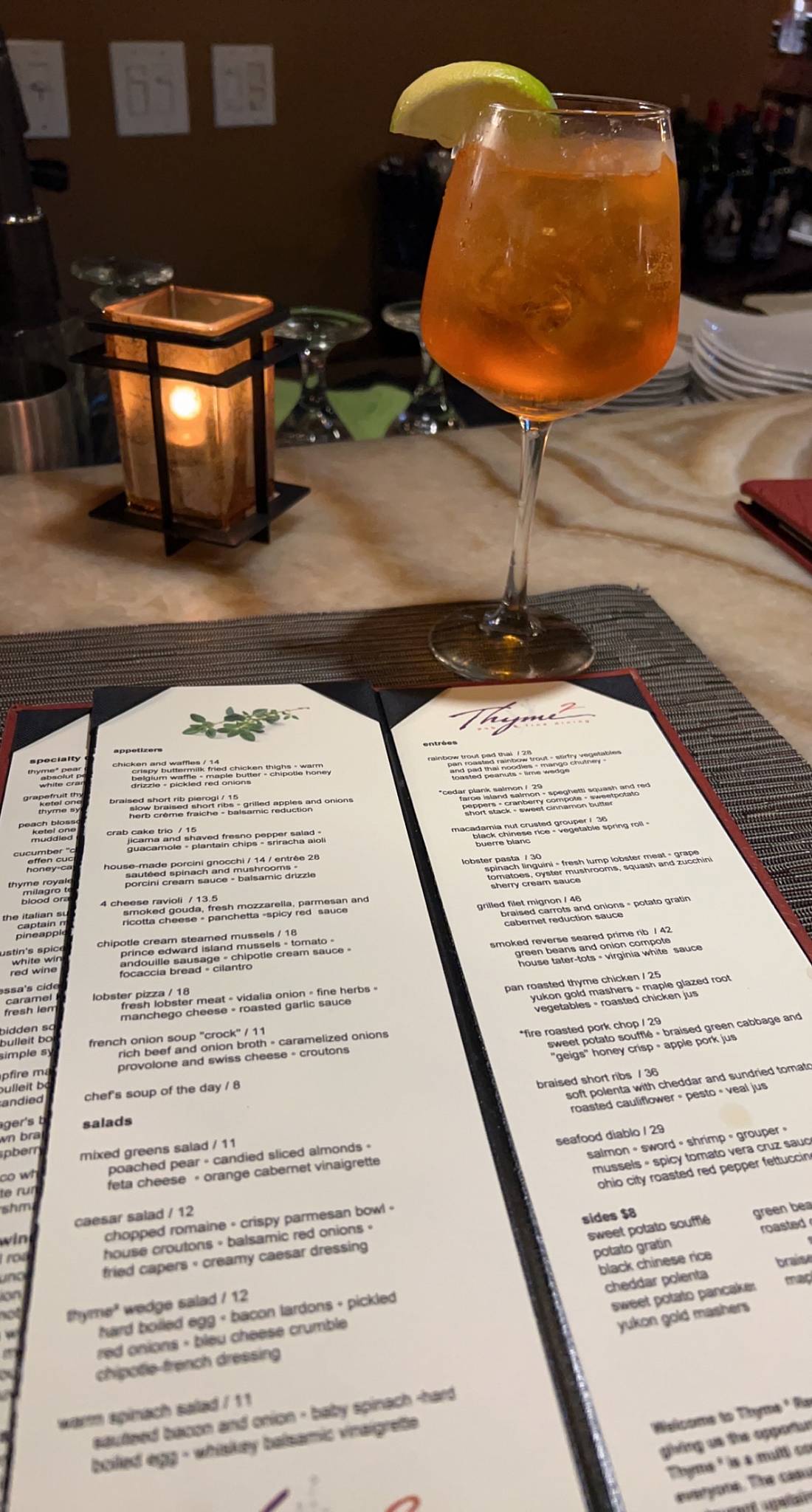 Menu at Thyme2 pub & bar, Medina