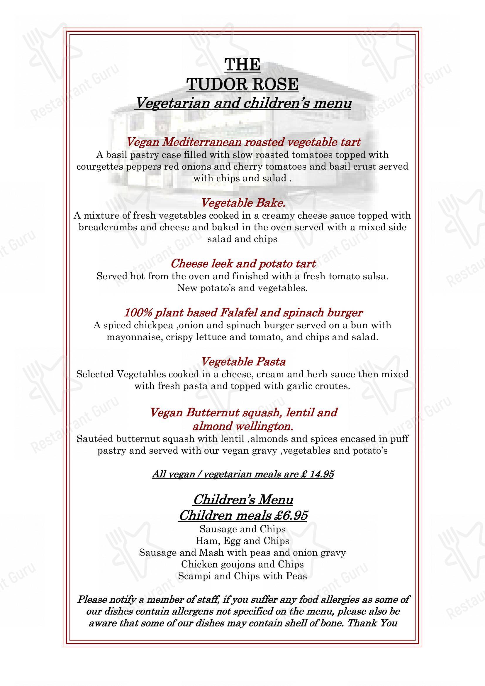 Menu at Tudor Rose pub & bar, Sittingbourne