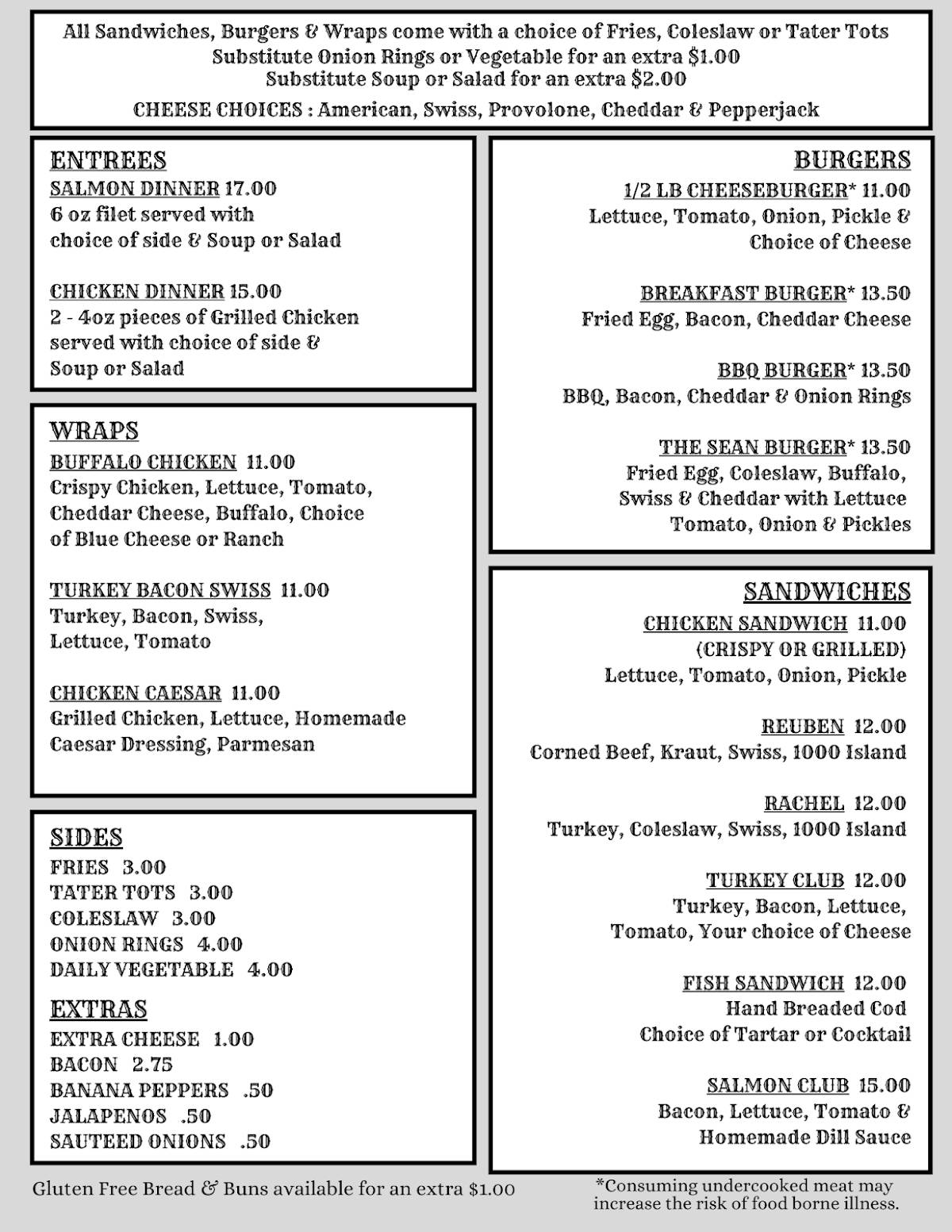 Menu at Willow Station Restaurant and Bar, Castle Shannon