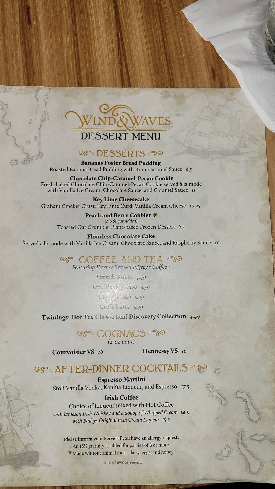 Menu at Wind & Waves Grill pub & bar, Wabasso Beach, Island Grove Terrace