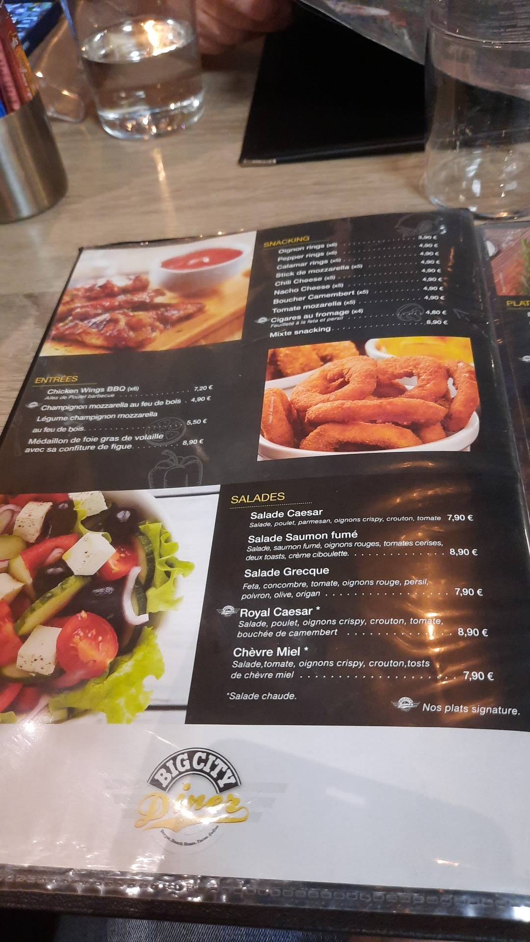 Menu at Big city diner steakhouse, Rennes