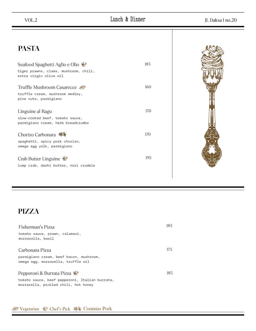 Menu at Publish Gunawarman, South Jakarta