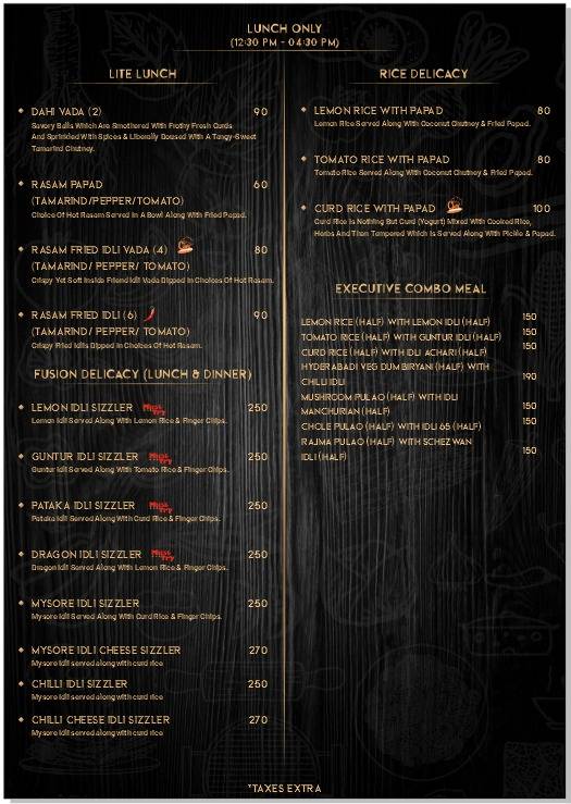 Menu at Mr. IDLI South Indian Restaurant JM Road Pune, Pune