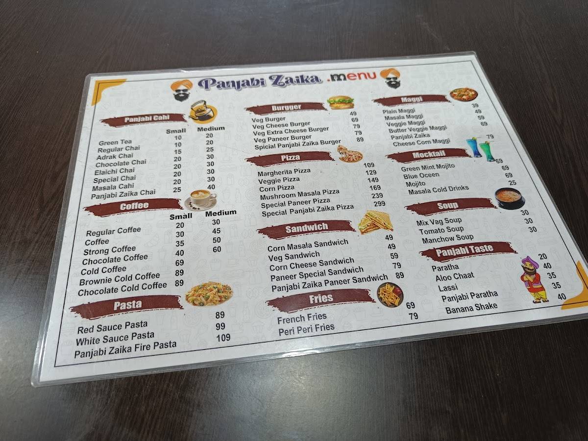 Menu at Punjabi Zaika, India, V5Q5+7Q3