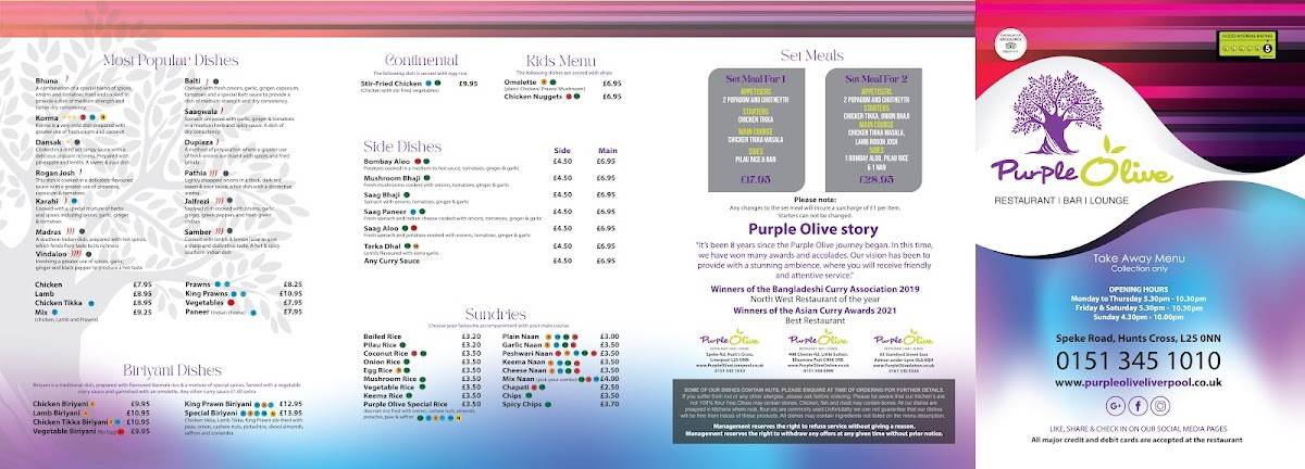 Menu at Purple Olive - Hunts Cross restaurant, Liverpool