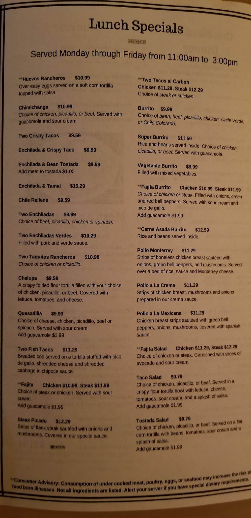 Menu at Playa Azul restaurant, Puyallup