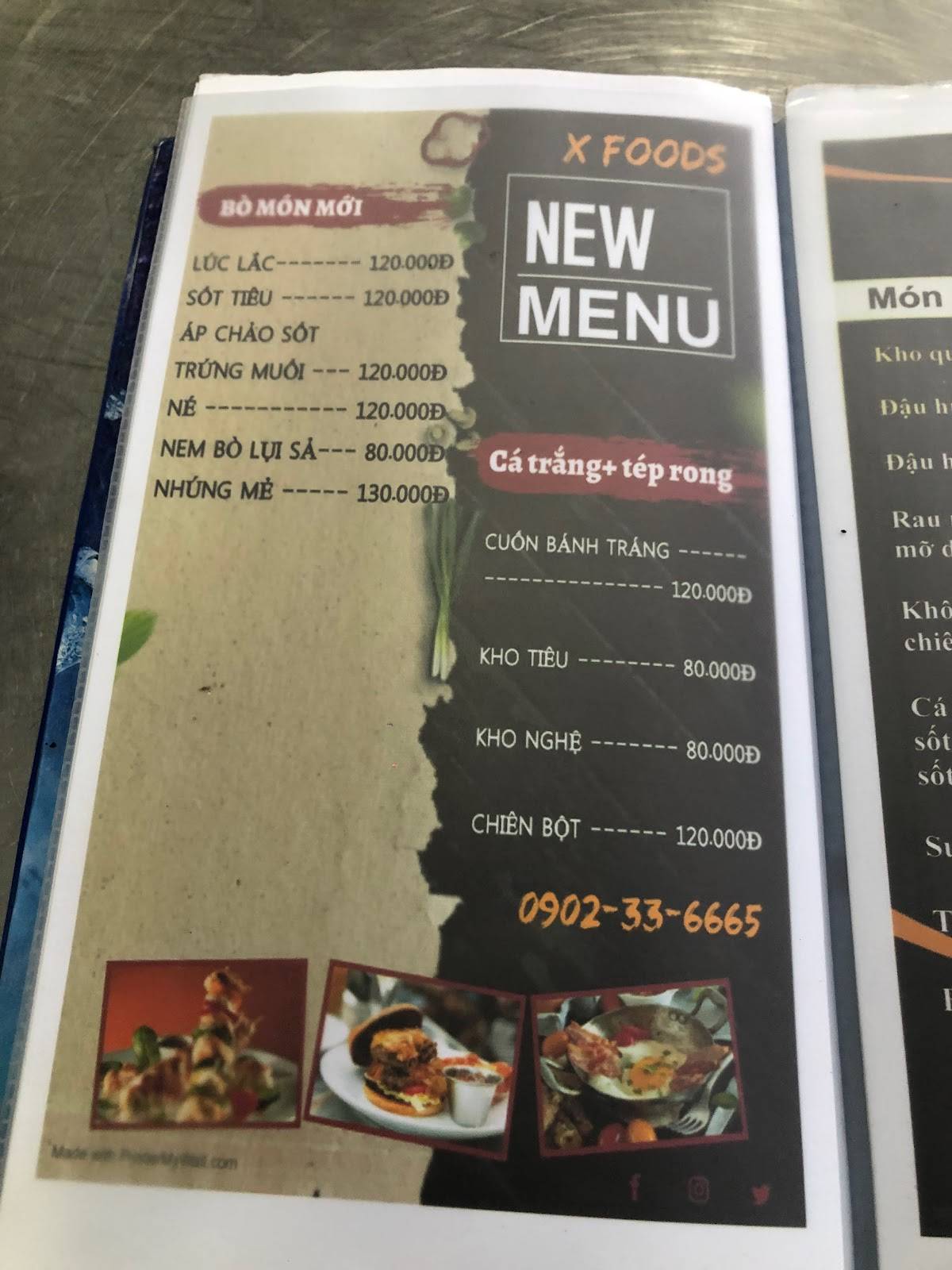 Menu at Quán ăn Lầu Ông Hoàng restaurant, Tân An