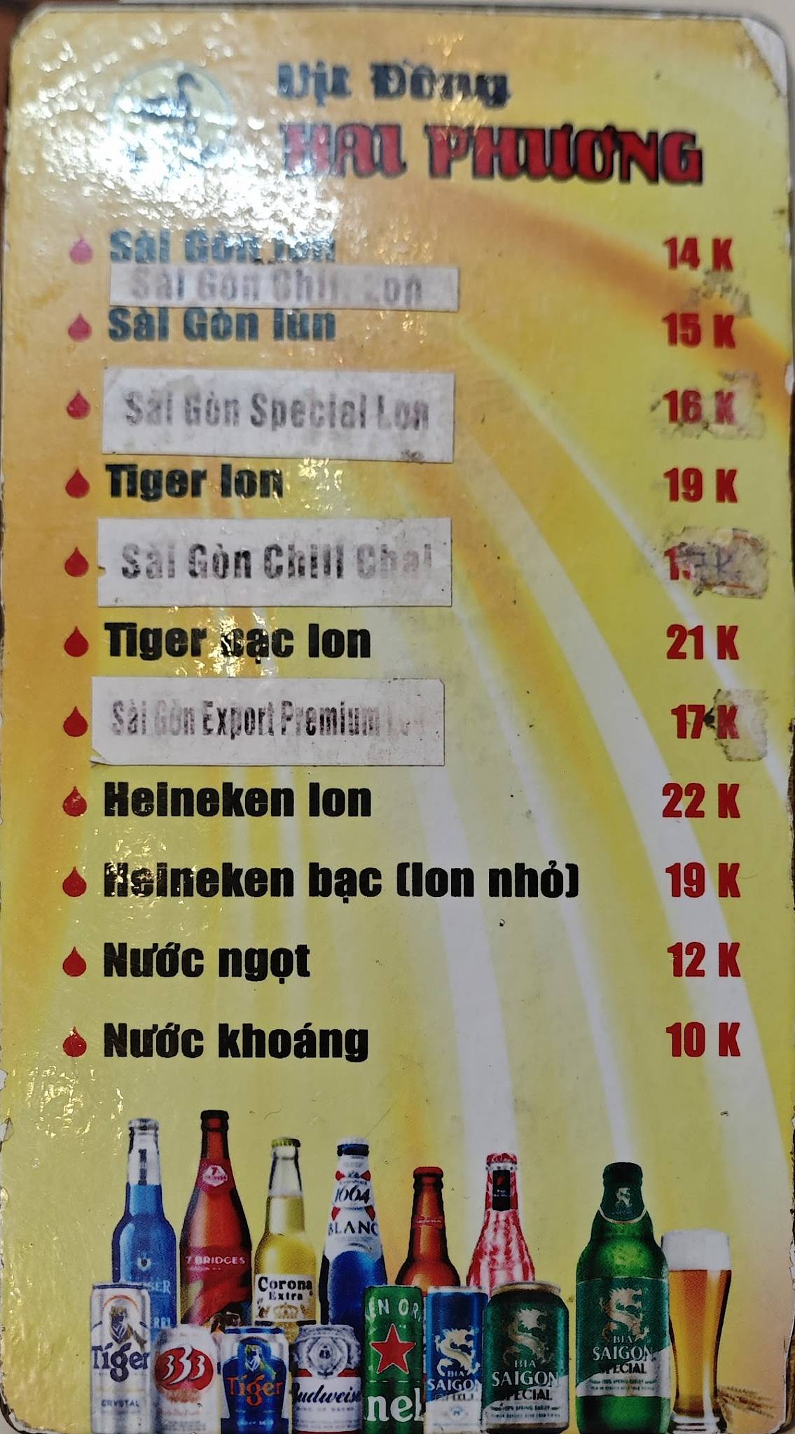 Menu at Quán Vịt Đồng Hai Phương restaurant, Phan Thiet, 20 Lê Quý Đôn