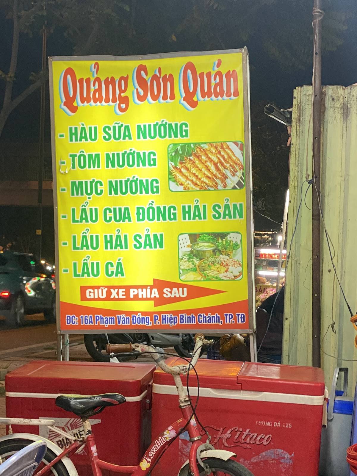 Menu at Quảng Sơn Quán restaurant, Ho Chi Minh City