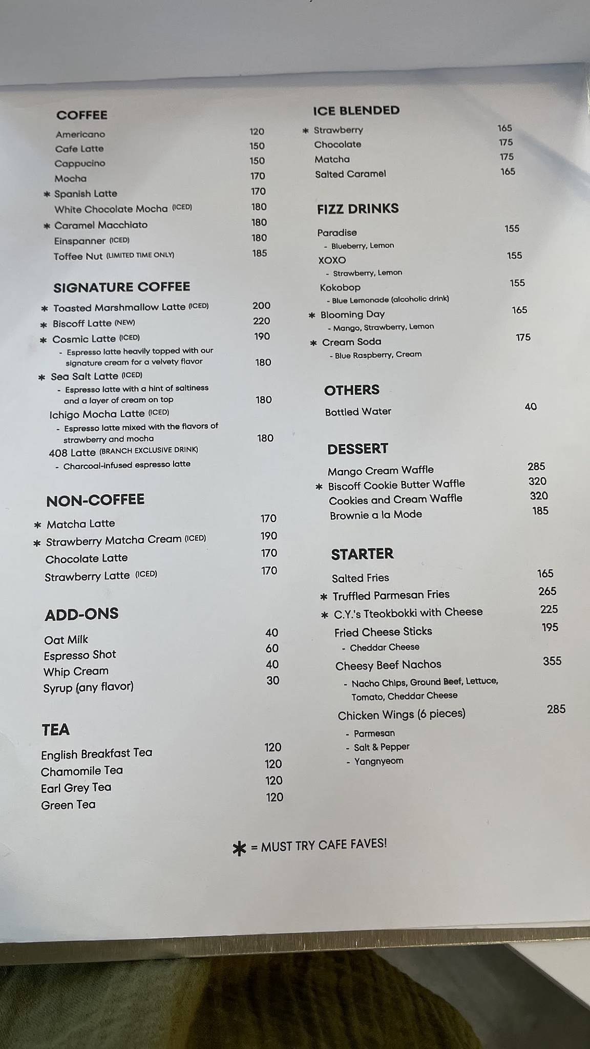 Menu at Cafe 408, Quezon City