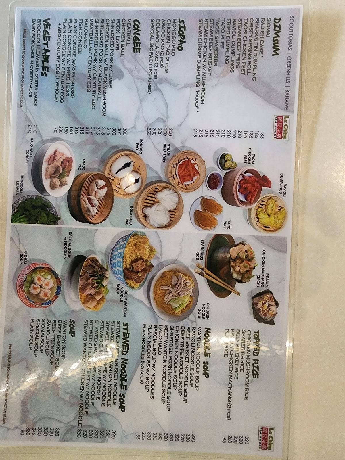 Carta del restaurante Le Ching Tea House, Ciudad Quezon, Scout Center ...