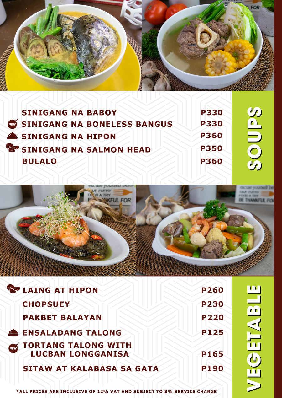 Menu at Lola Ote Restaurant, Quezon City, 24 Sgt. Esguerra Ave