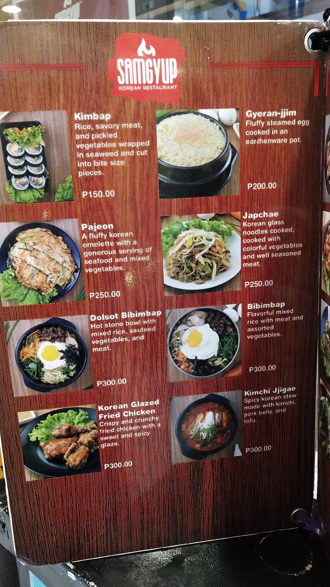 Menu at Samgyup Korean Restaurant - SM City Novaliches, Quezon City