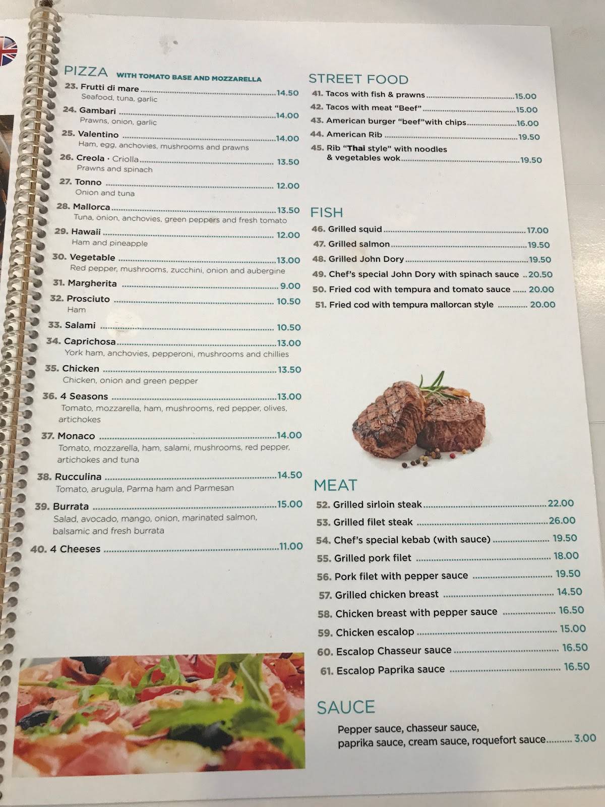 Menu at RESTAURANTE MÓNACO, Can Picafort