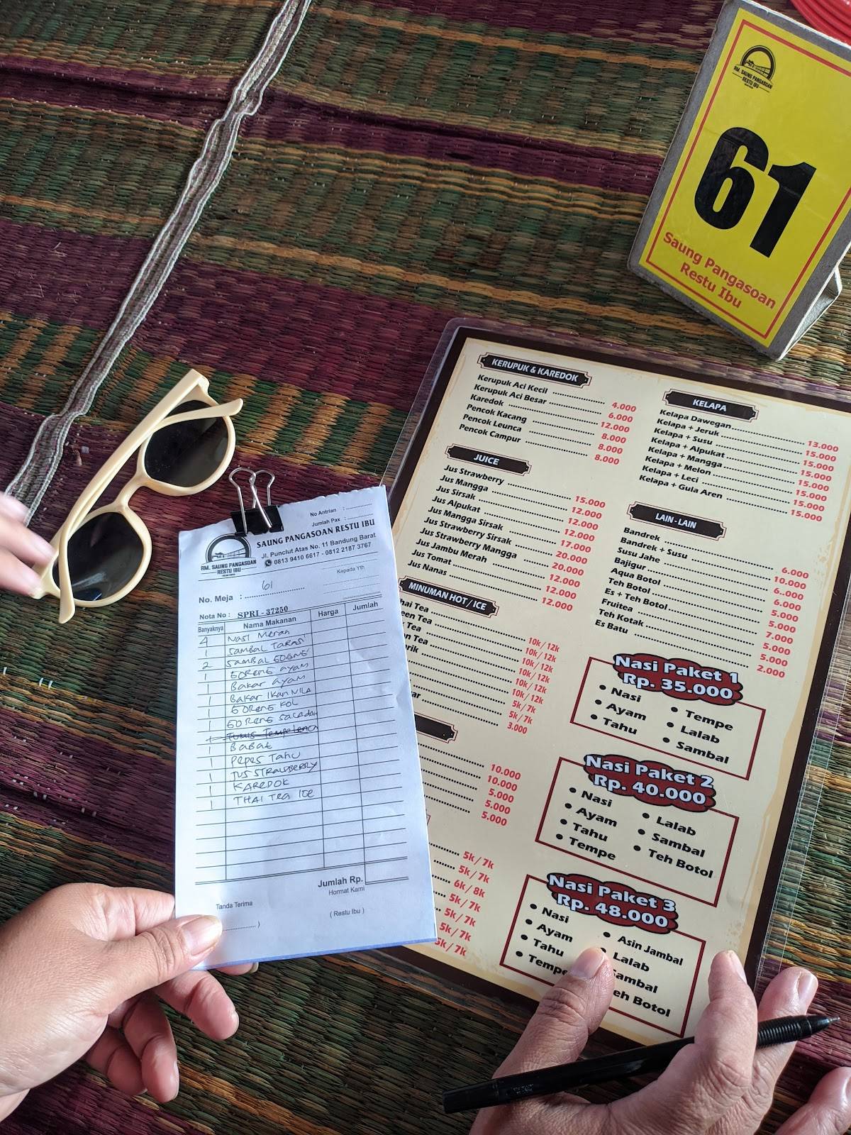 Menu at RM. Saung Pangasoan Restu Ibu restaurant, Lembang