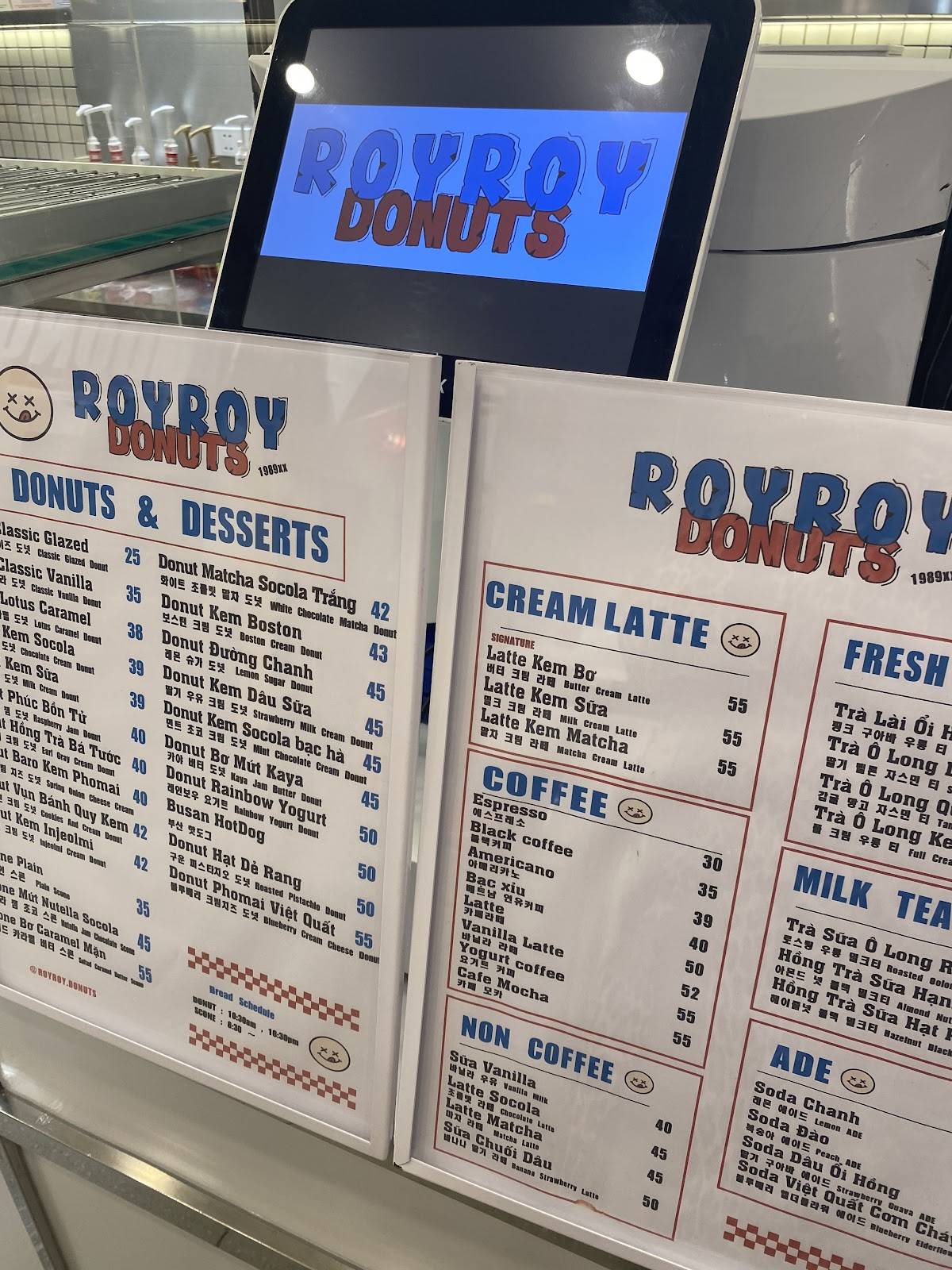 Menu at ROYROY DONUTS, Hanoi
