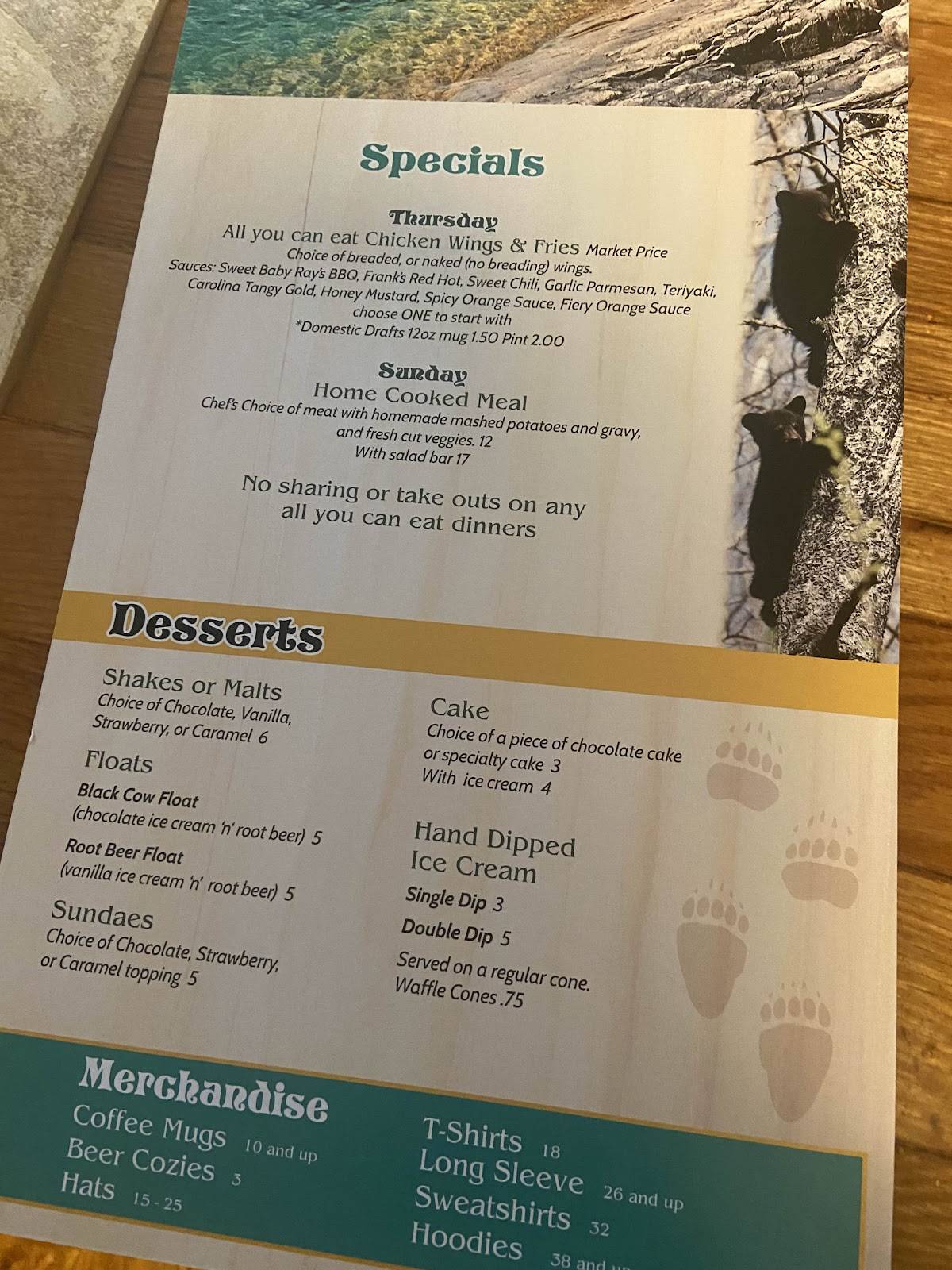 Menu at Raber Bay Bar & Restaurant, Goetzville