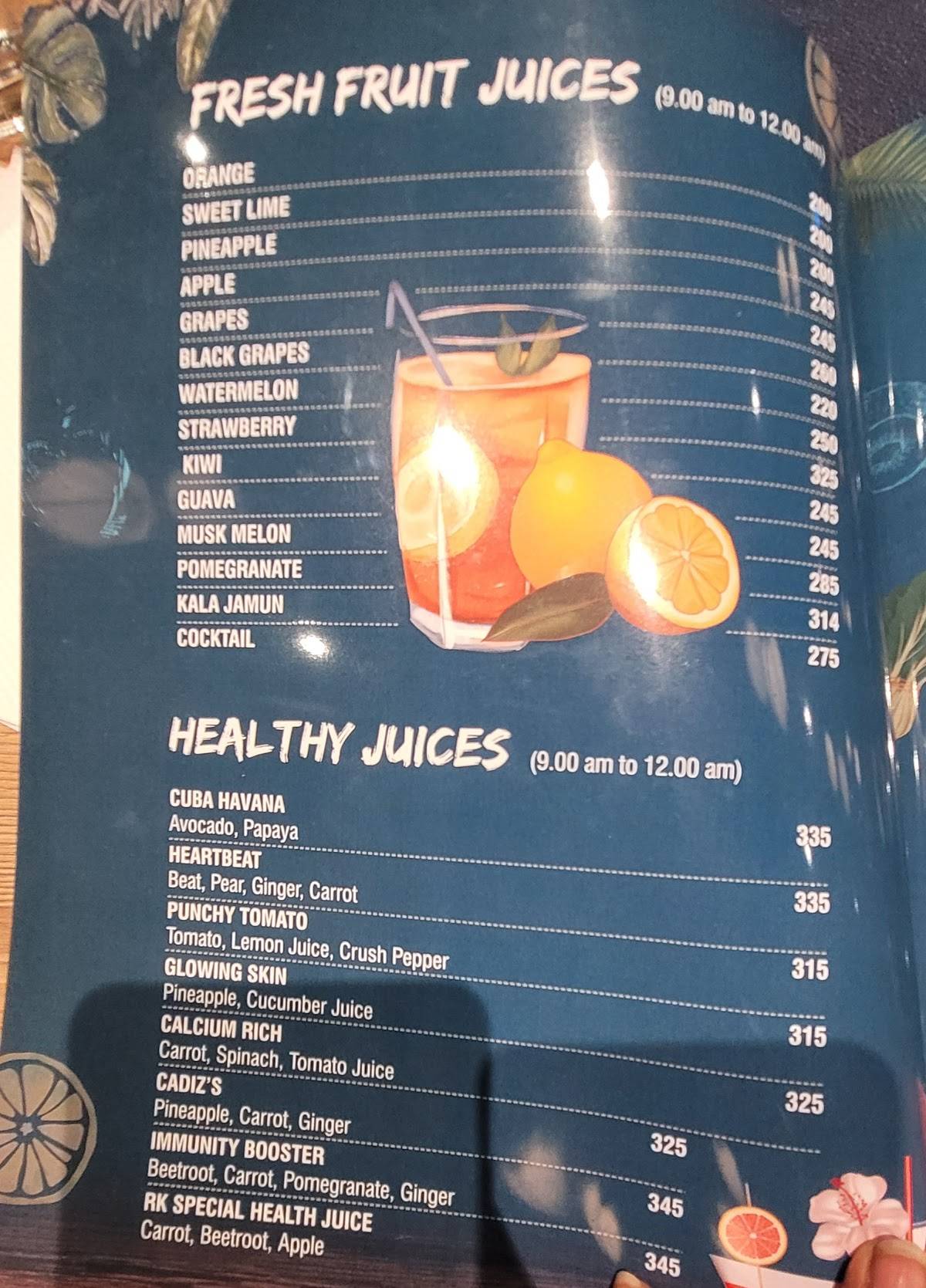 Menu at Radha Krishna, Matunga, Mumbai